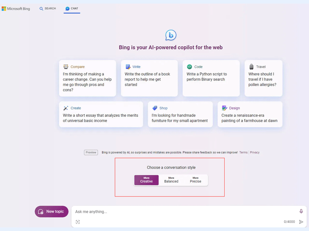 Microsoft Bing - Artificial Intelligence Powered Copilot for Web Surfing
